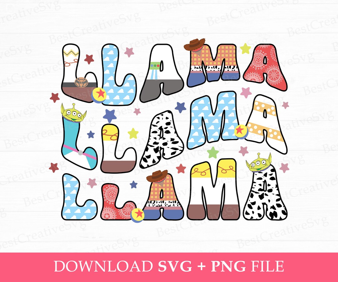 Toy Friends LLAMA Svg, Wavy LLAMA Letter Svg, Family Trip Svg, Family ...