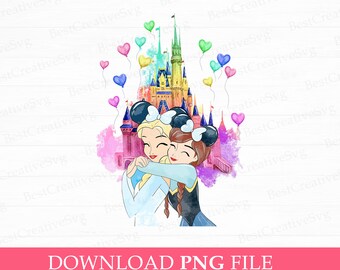 Watercolor Princess Friends Png, Best Friends Princess Png, Magical ...