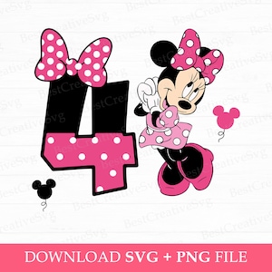 Cute Mouse Birthday Svg, Birthday Girl Svg, 4 Years Old Birthday Svg ...