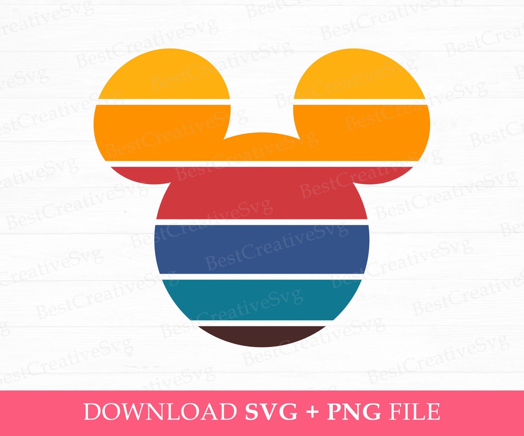 Retro Sunset Mouse Svg, Colorful Mouse Head Svg, Family Vacation Svg ...