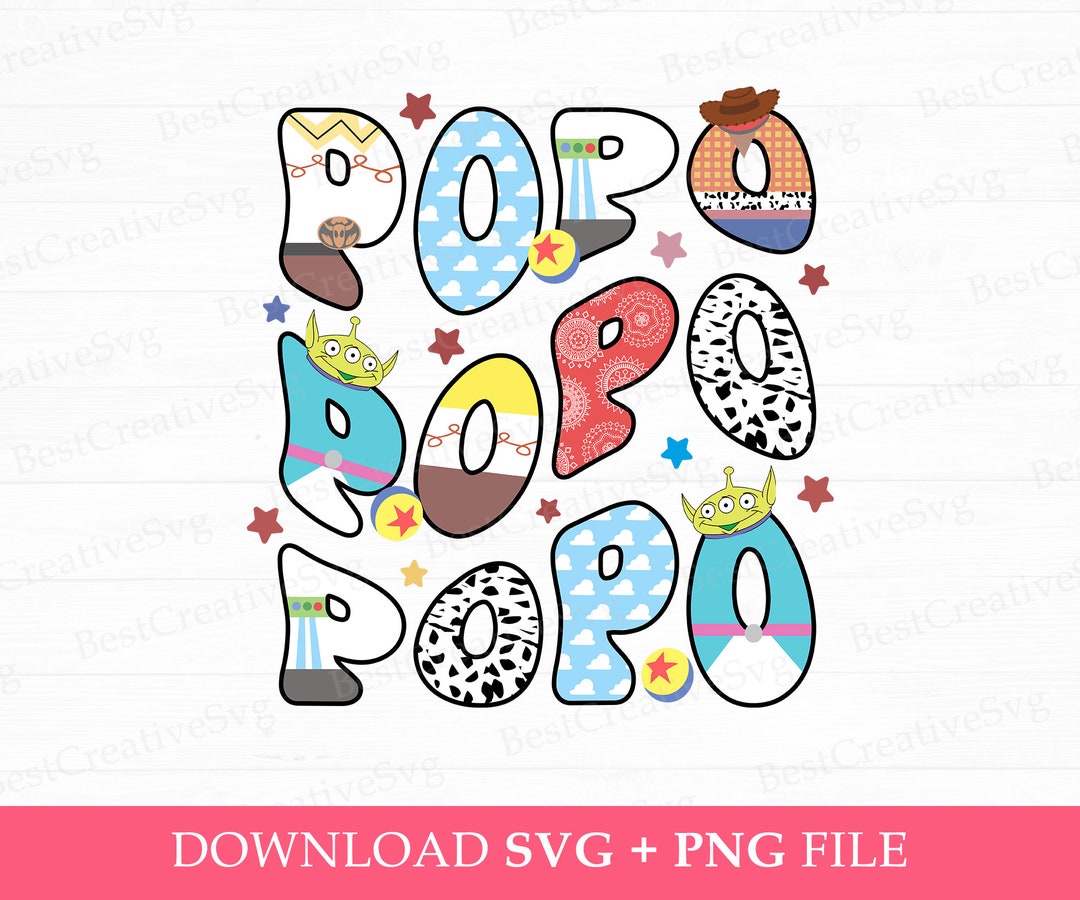Toy Friends Popo Svg, Family Vacation Svg, Wavy Letter Popo Svg, Family ...