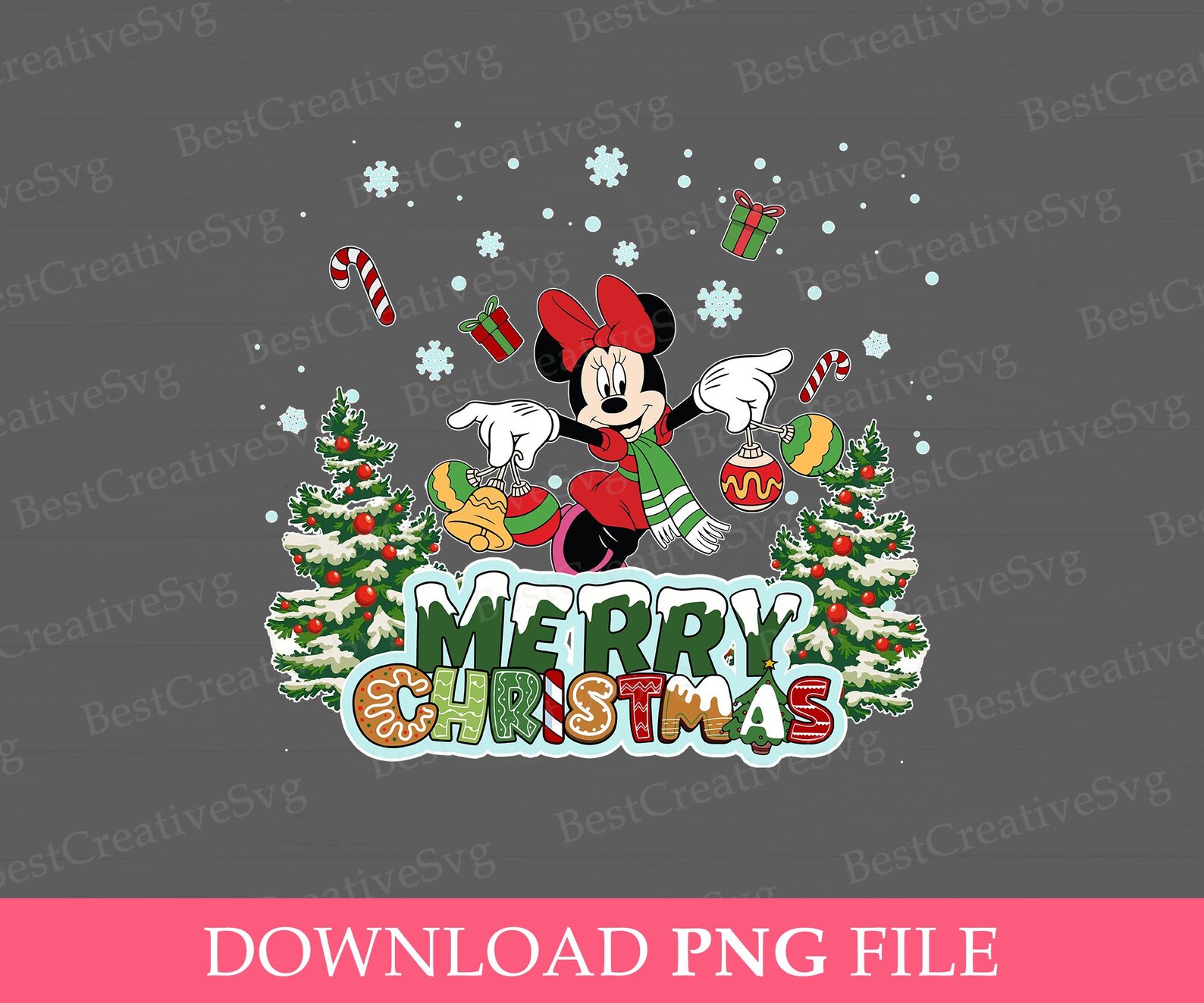 Merry Christmas Png, Christmas Miss Mouse Png, Happy Mouse Png, Trees ...