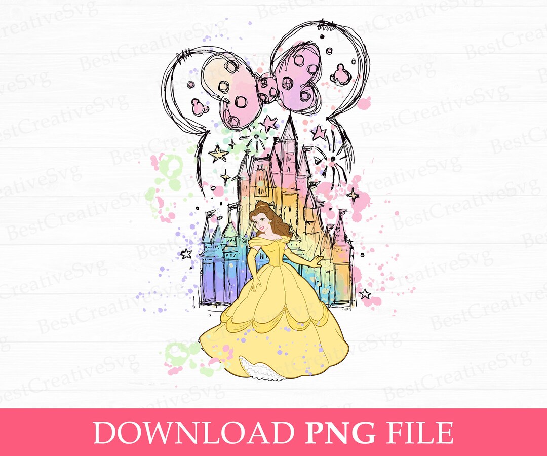 Happy Princess Png, Watercolor Magical Kingdom Png, Mouse Ear and Bow ...
