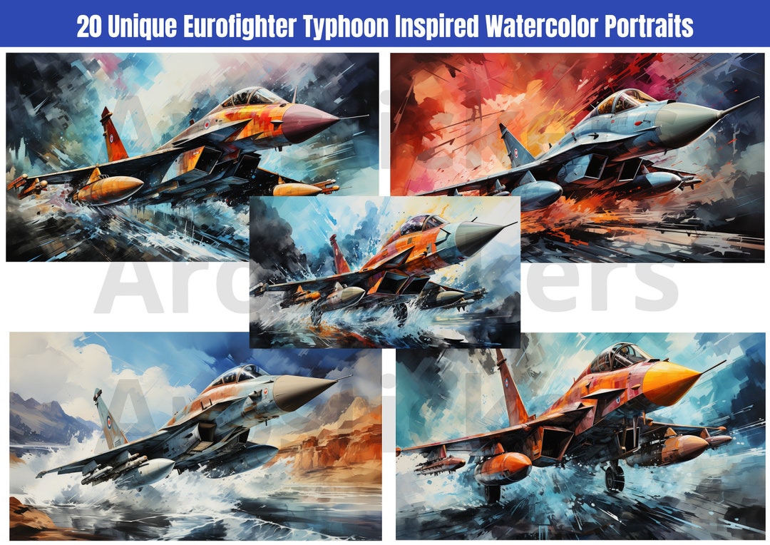 Watercolor Eurofighter Typhoon Inspired Portraits PNG Pack of 20 ...