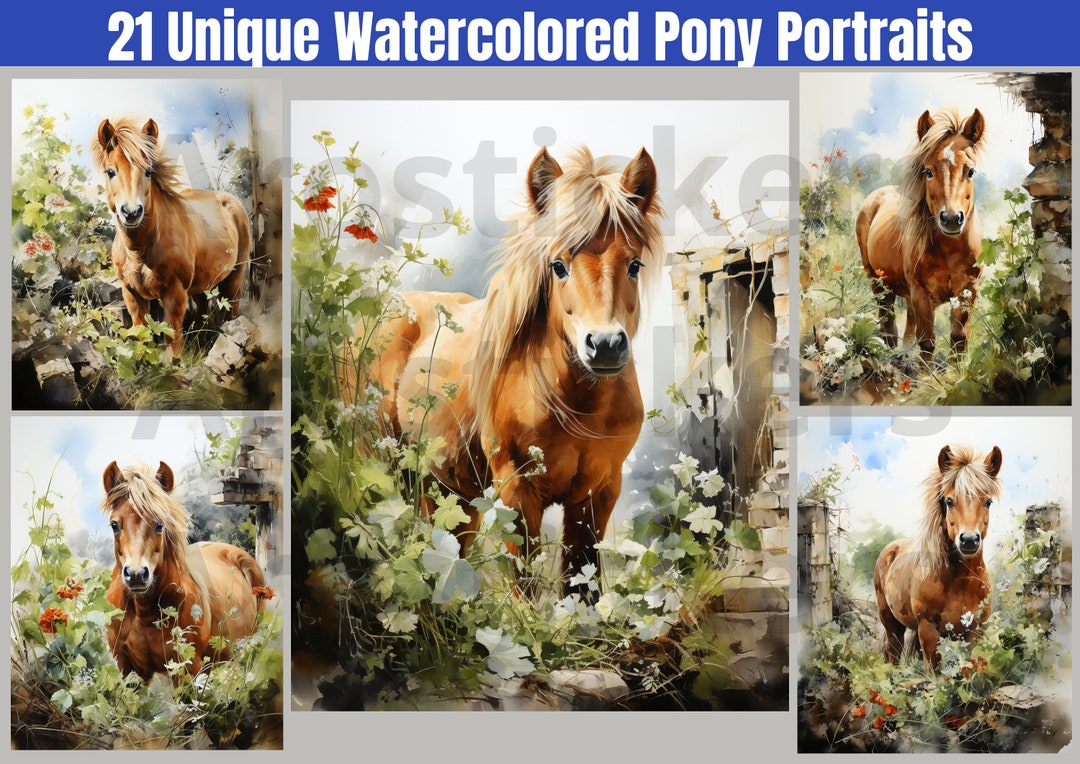 Pony Water Color Portraits PNG Pack of 21 DIGITAL DOWNLOAD - Etsy
