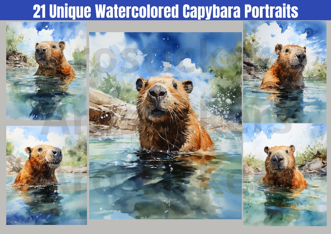 Capybara Water Color Portraits PNG Pack of 21 DIGITAL DOWNLOAD - Etsy