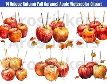 Autumn Fall Apple Tree Watercolor Inspired Clipart PNG Pack of 20 ...