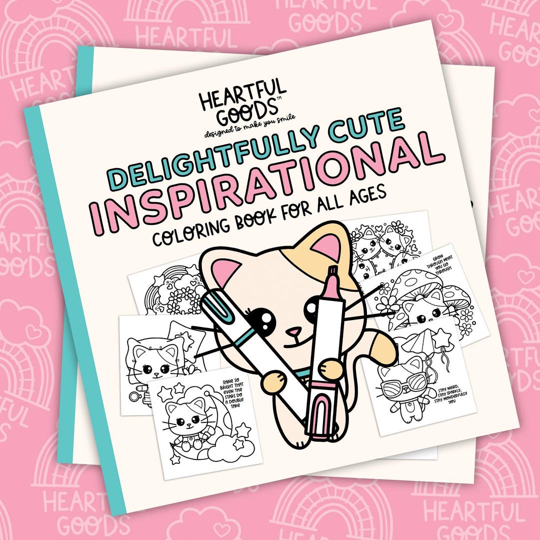 Delightfully Cute Inspirational Coloring Book, Bold Coloring Book ...