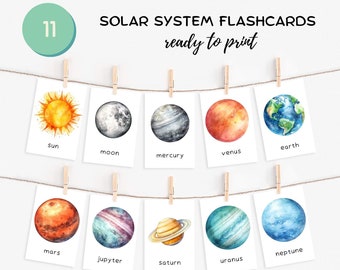 Solar System Flashcards Montessori Cards Printable Solar System Cards ...