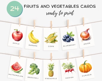 Fruits and Vegetables Cards | Montessori Flashcards | Pre-school Cards ...