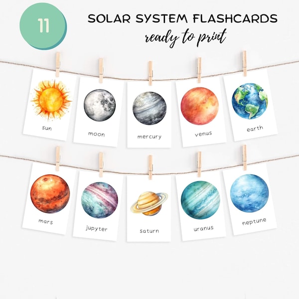 Solar System Flash Cards - Etsy UK