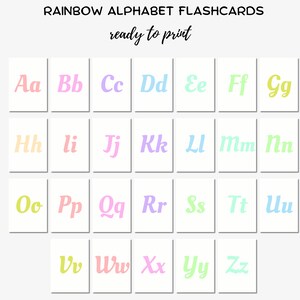 Rainbow Alphabet Cards, ABC Flash Cards, Educational Cards, A-Z Cards ...