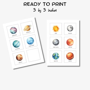Solar System Flashcards | Montessori Cards | Printable Solar System ...