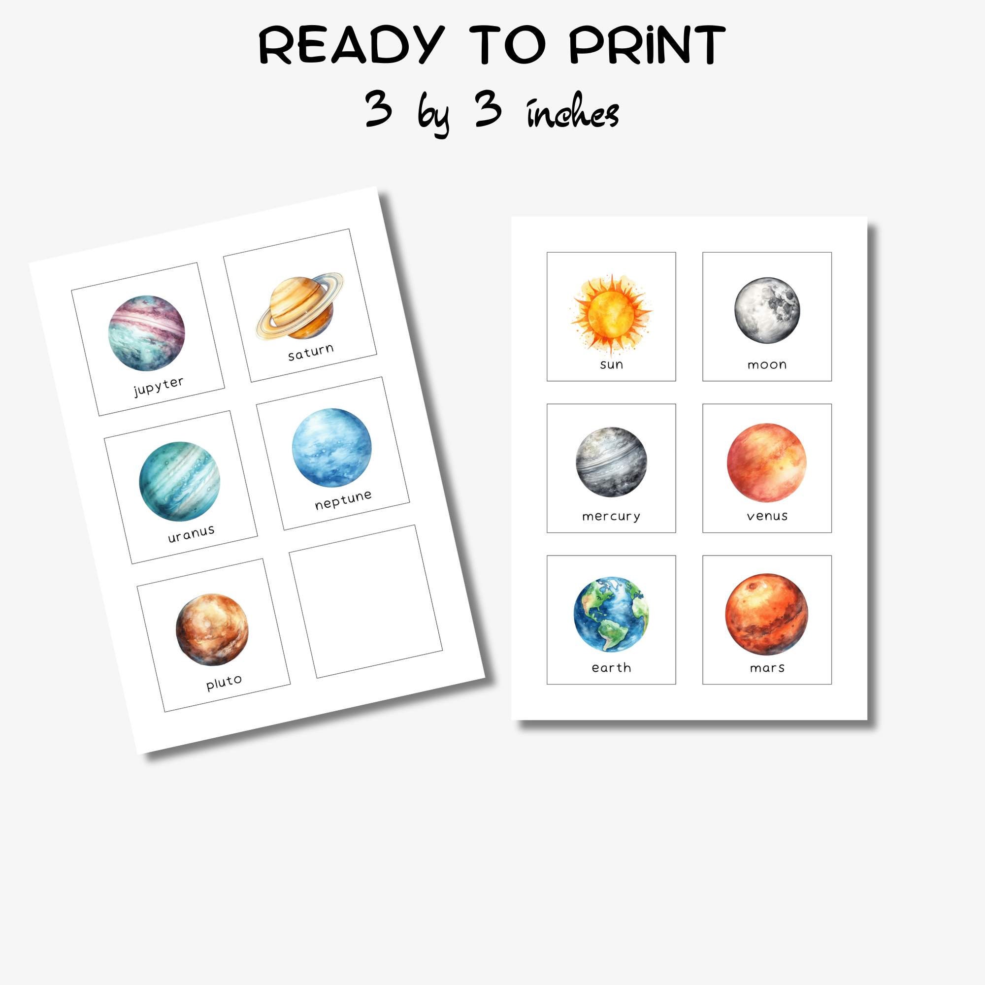 Solar System Flashcards | Montessori Cards | Printable Solar System ...