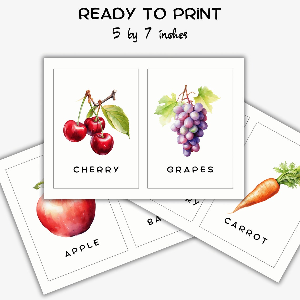 Fruits and Vegetables Cards | Montessori Flashcards | Pre-school Cards ...