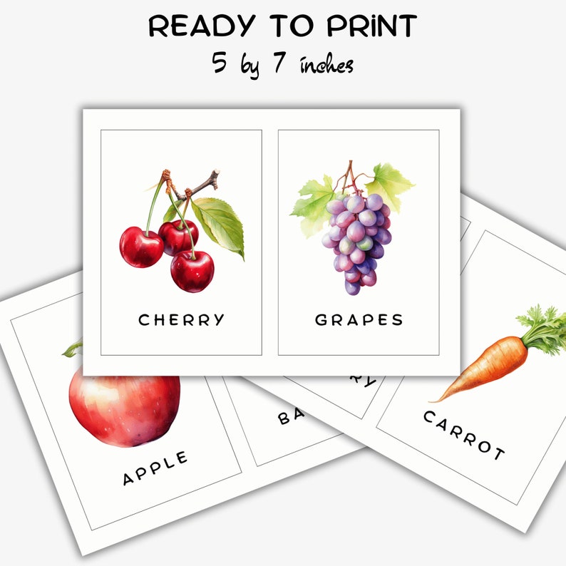 Fruits and Vegetables Cards | Montessori Flashcards | Pre-school Cards ...