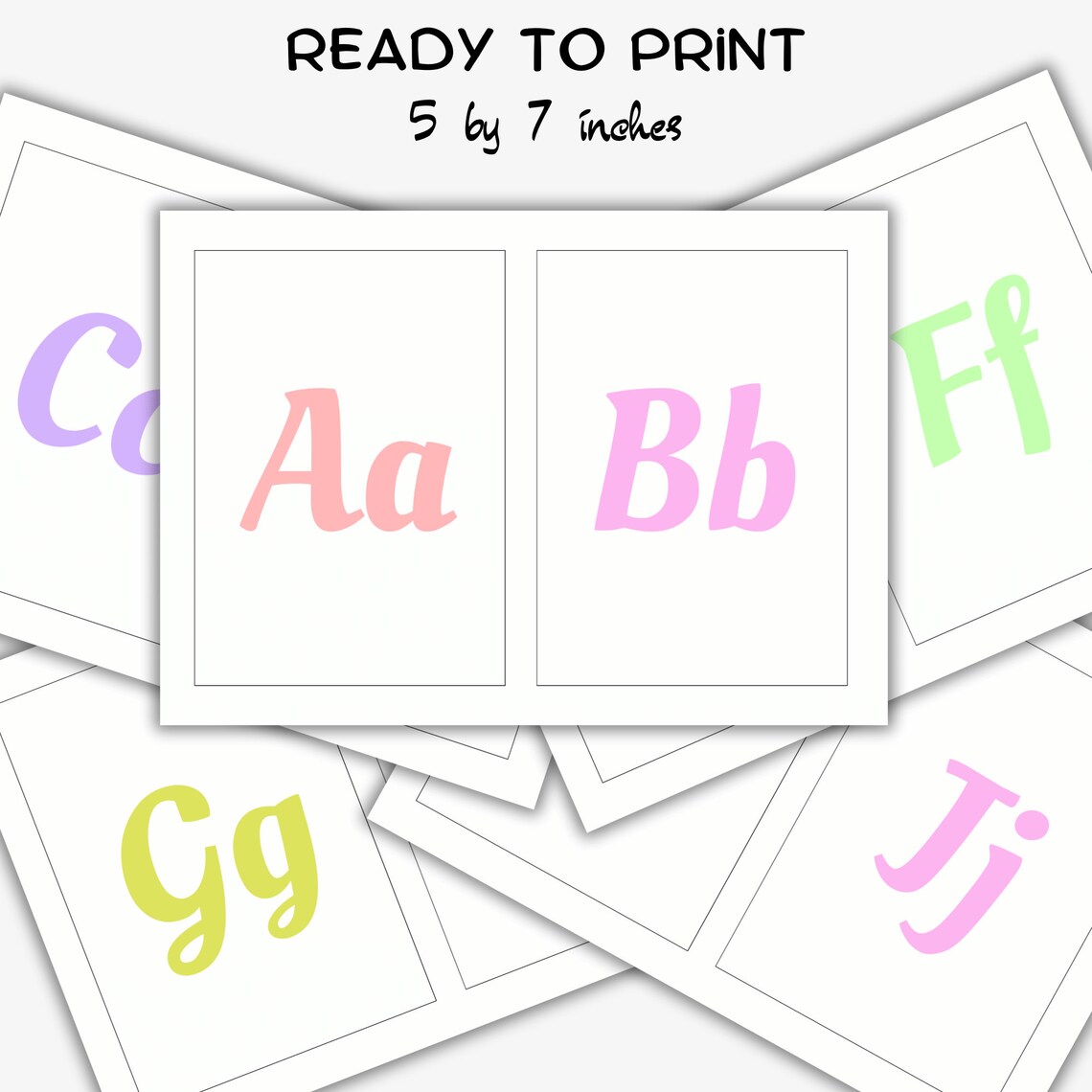Rainbow Alphabet Cards, ABC Flash Cards, Educational Cards, A-Z Cards ...