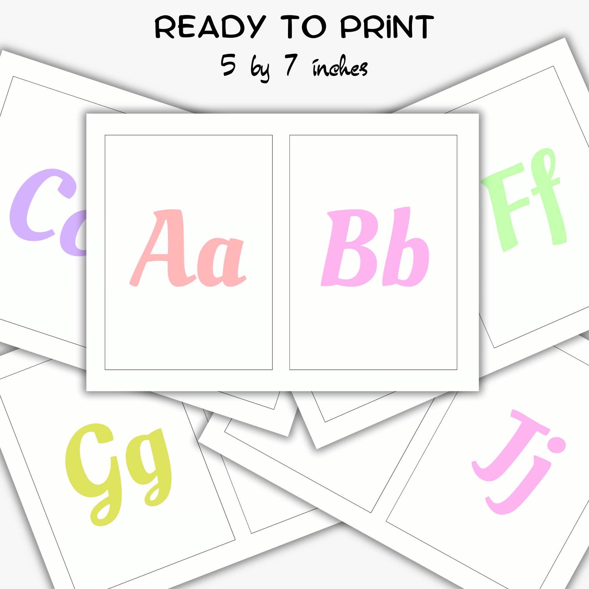 Rainbow Alphabet Cards, ABC Flash Cards, Educational Cards, A-Z Cards ...