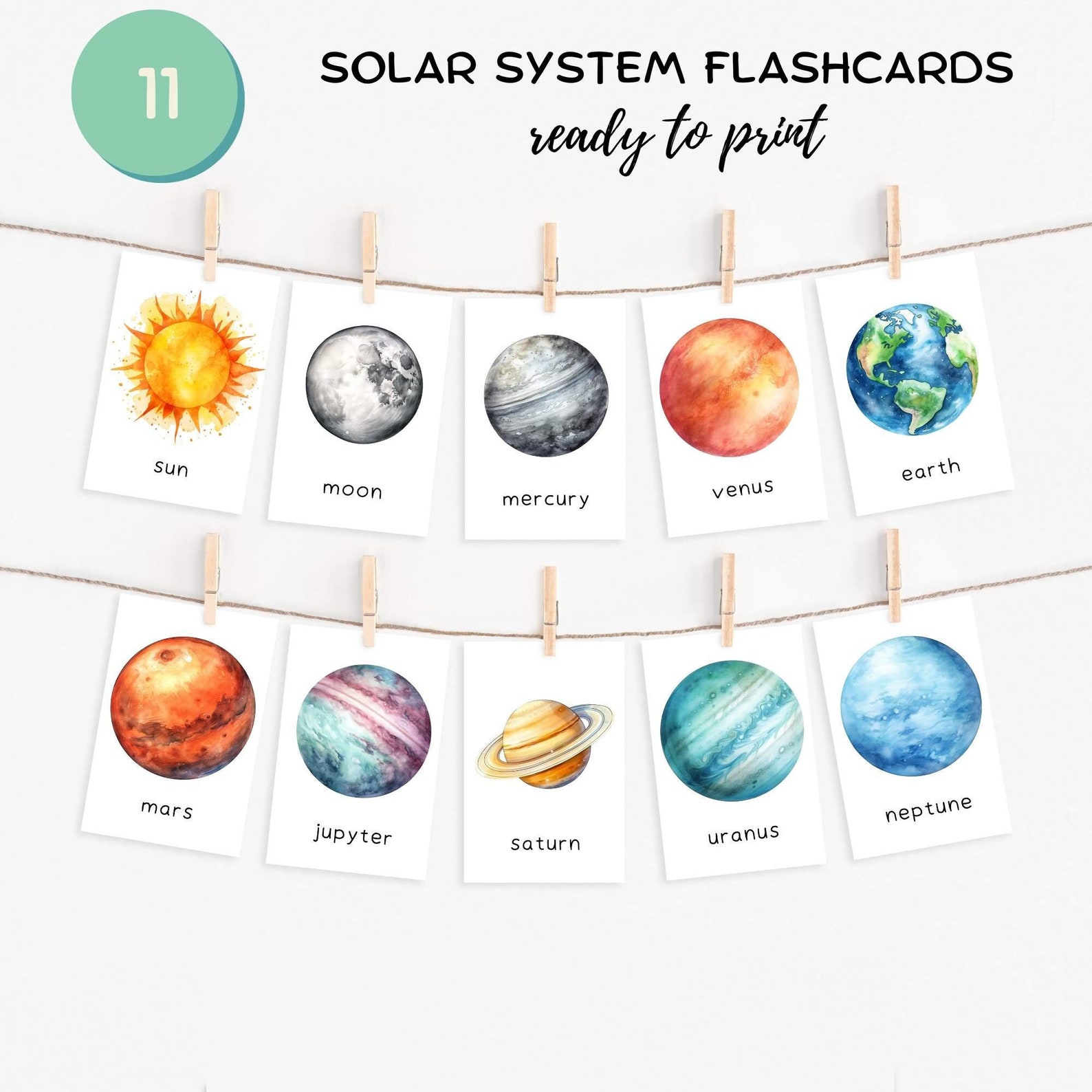 Solar System Flashcards | Montessori Cards | Printable Solar System ...