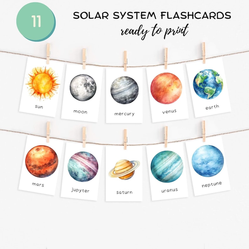 Solar System Flashcards | Montessori Cards | Printable Solar System ...
