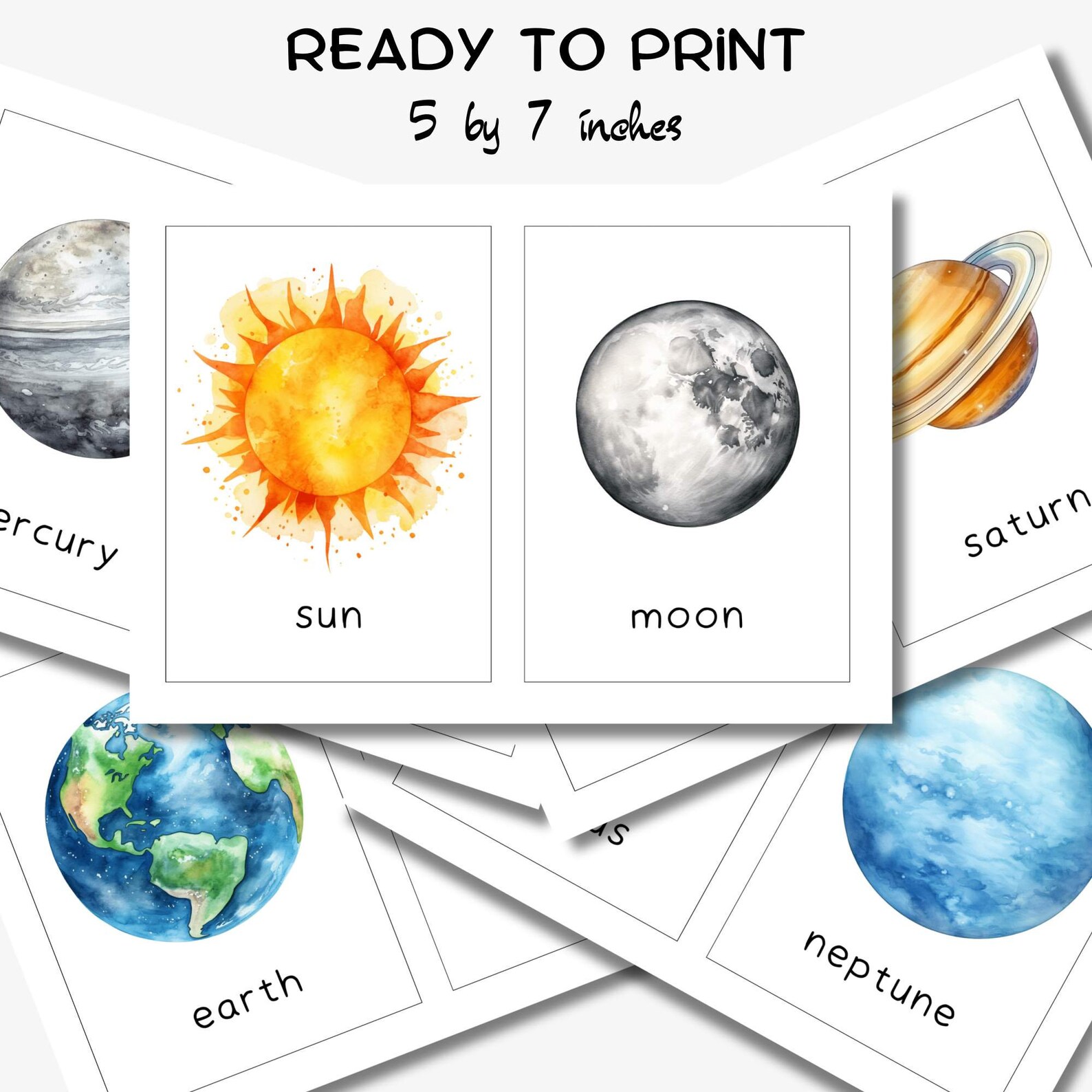 Solar System Flashcards | Montessori Cards | Printable Solar System ...