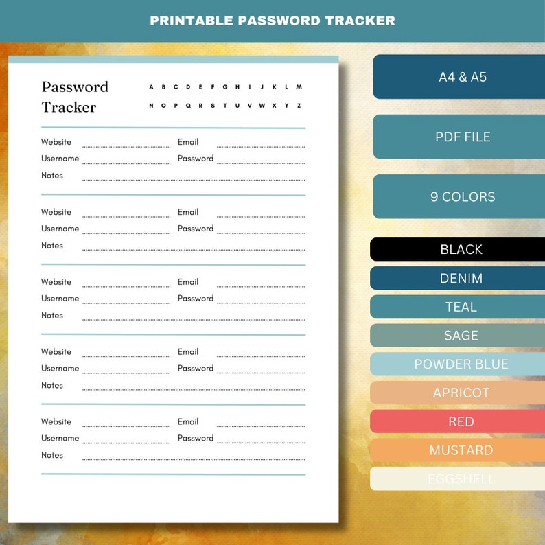 Printable Password Tracker, Password Log, Address Book Pages, PDF ...