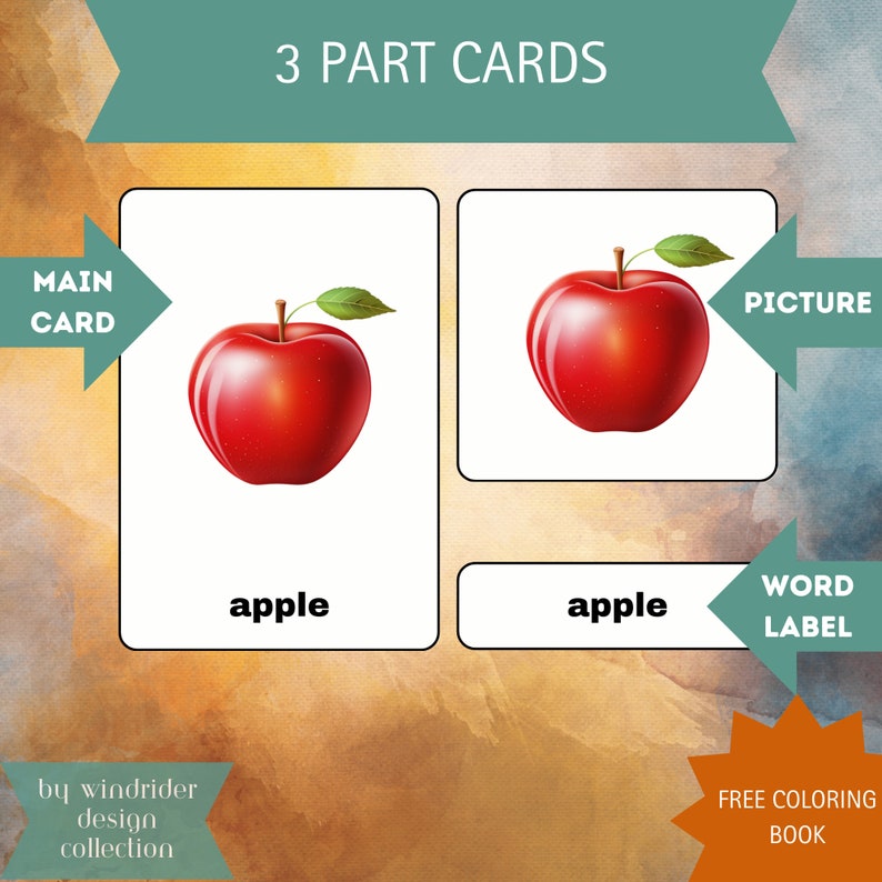 Montessori First Foods Flashcards, Printable Learning Cards (digital ...