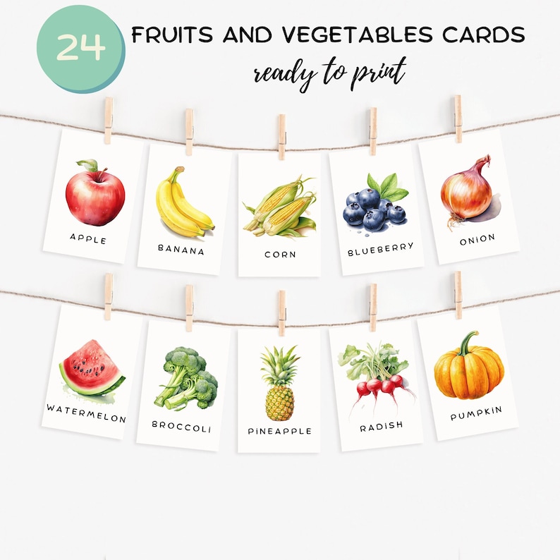 Fruits and Vegetables Cards | Montessori Flashcards | Pre-school Cards ...