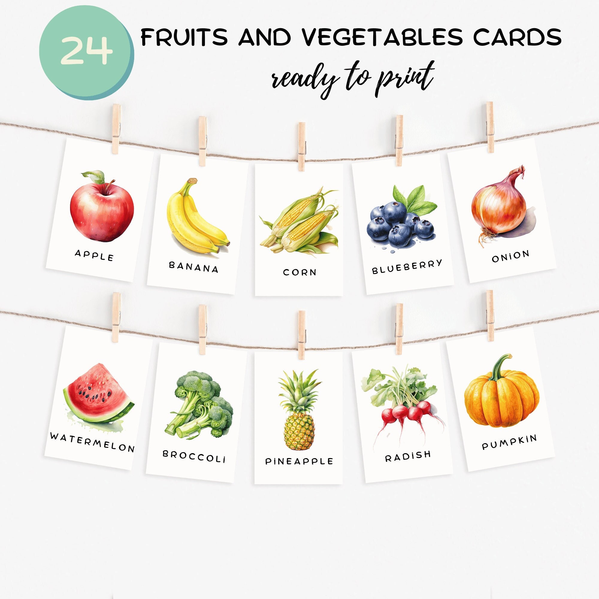Fruits and Vegetables Cards | Montessori Flashcards | Pre-school Cards ...