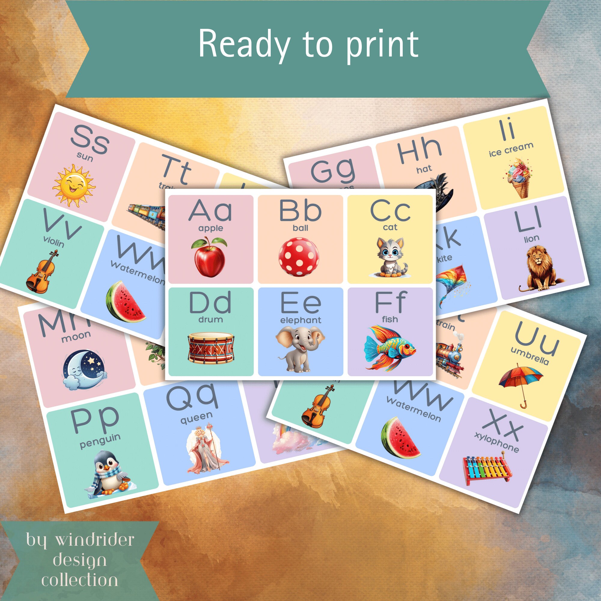 Rainbow Pastel Alphabet Flashcards, ABC Cards, Printable Alphabet ...
