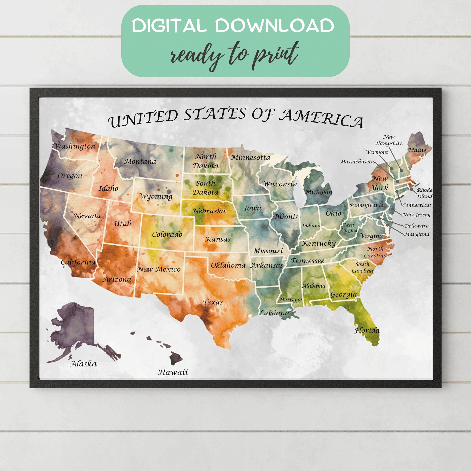 Watercolor World Map Etsy