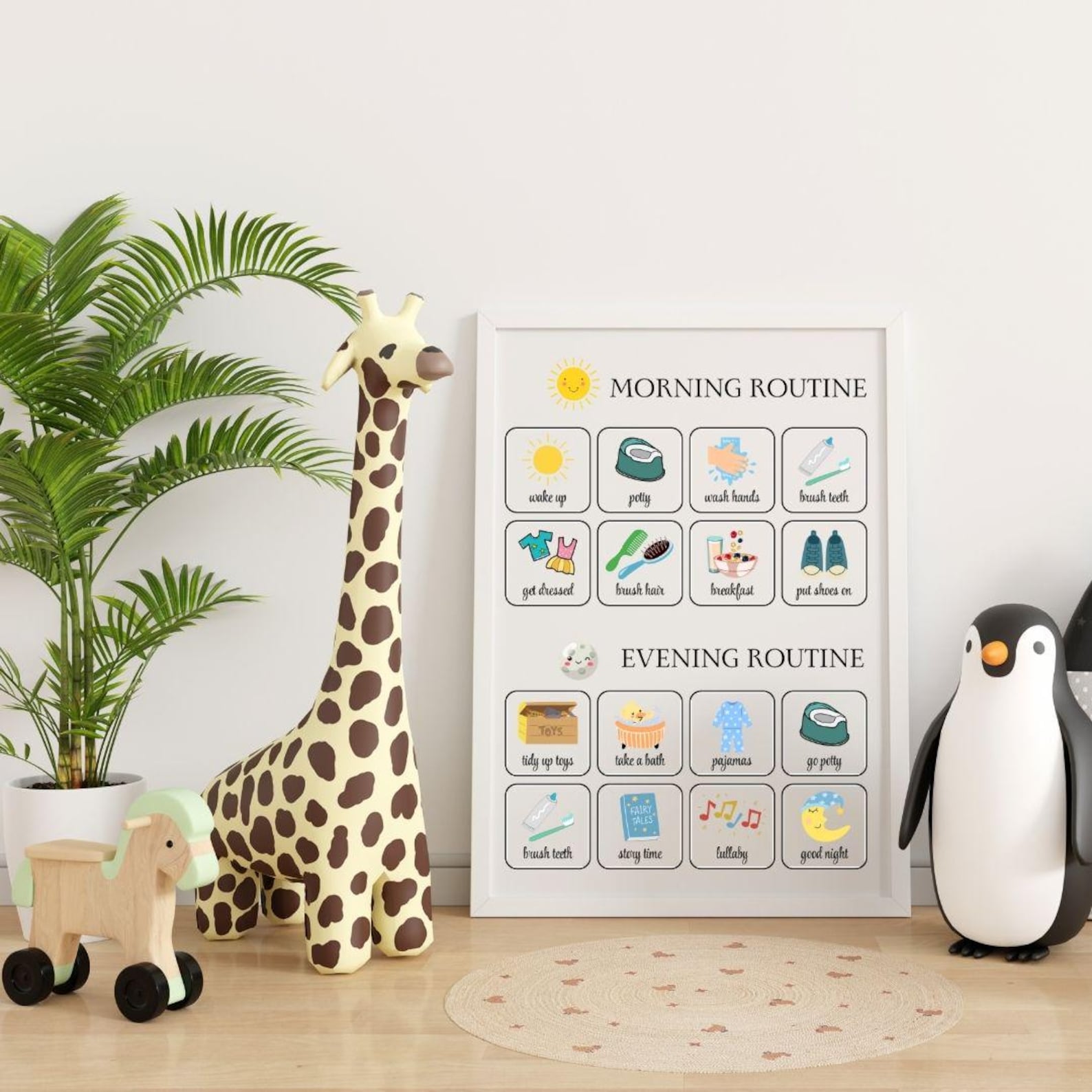Toddler Routine Chart Poster Morning and Evening. Toddler Printable ...