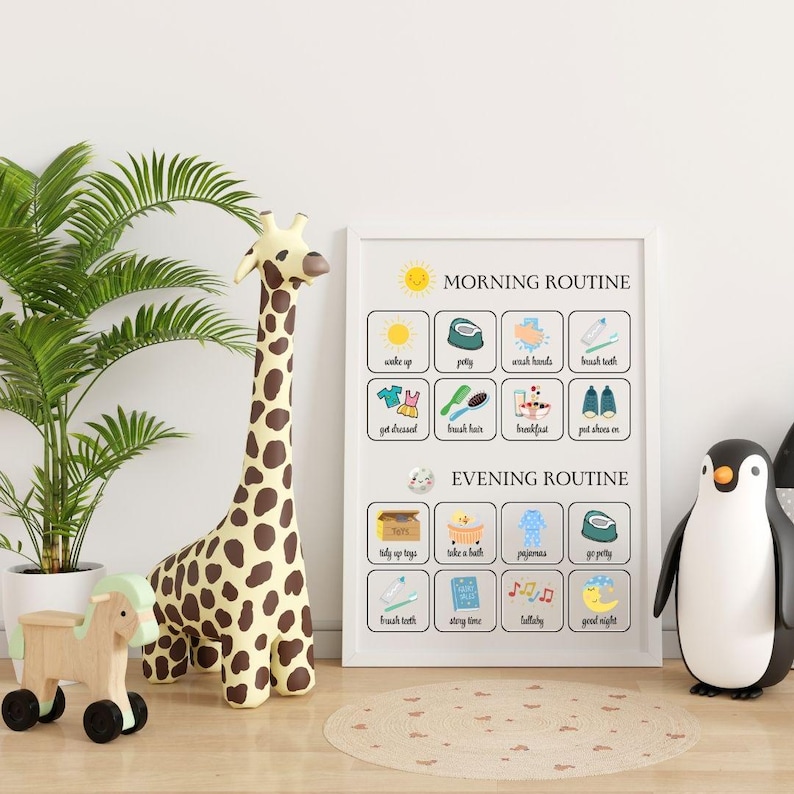 Toddler Routine Chart Poster Morning and Evening. Toddler Printable ...