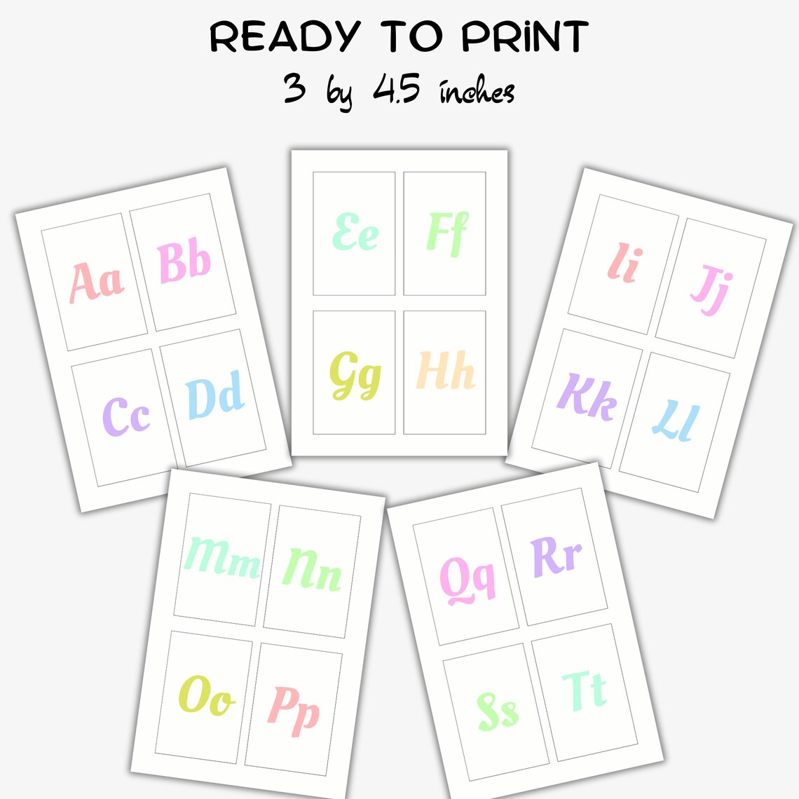 Rainbow Alphabet Cards, ABC Flash Cards, Educational Cards, A-Z Cards ...