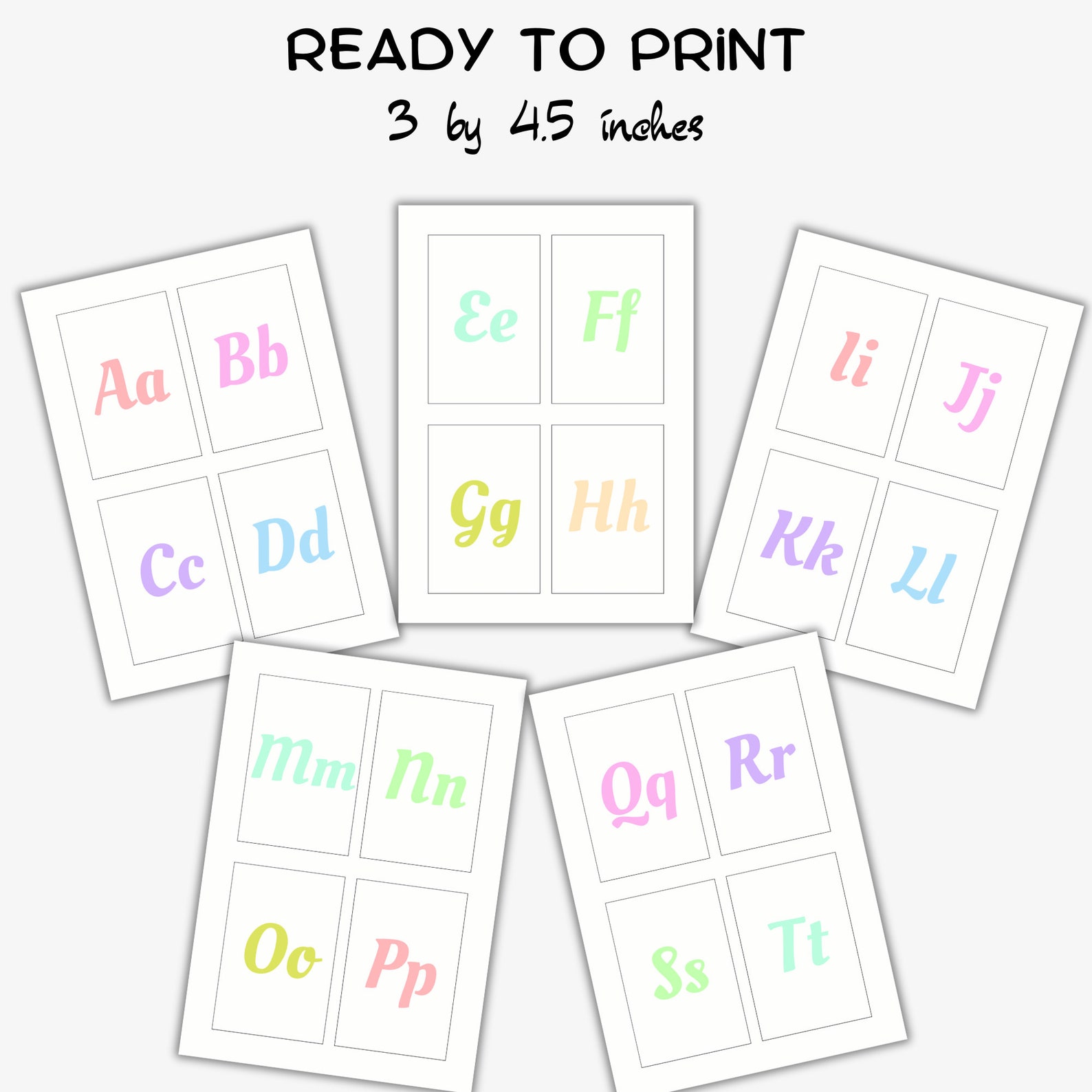 Rainbow Alphabet Cards, ABC Flash Cards, Educational Cards, A-Z Cards ...