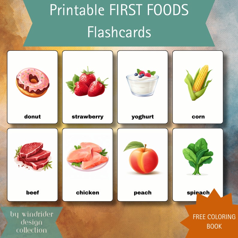 FIRST FOODS Flashcards, Montessori Cards, Printable Flashcards ...
