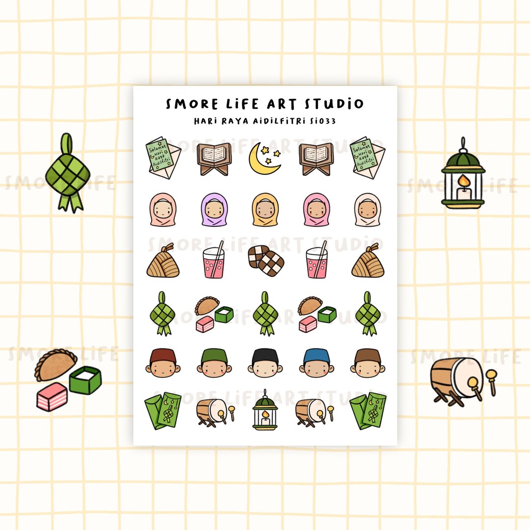Cute Hari Raya Aidilfitri Planner Sticker Ketupat, Moon, Cookies Si033 ...