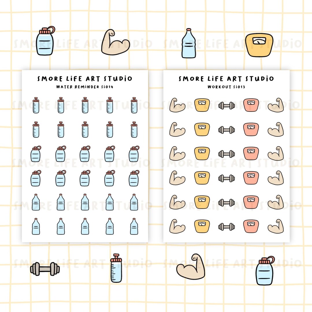 Exercise Planner Sticker Exercise Tracker, Training, Gym Tracker, Water ...