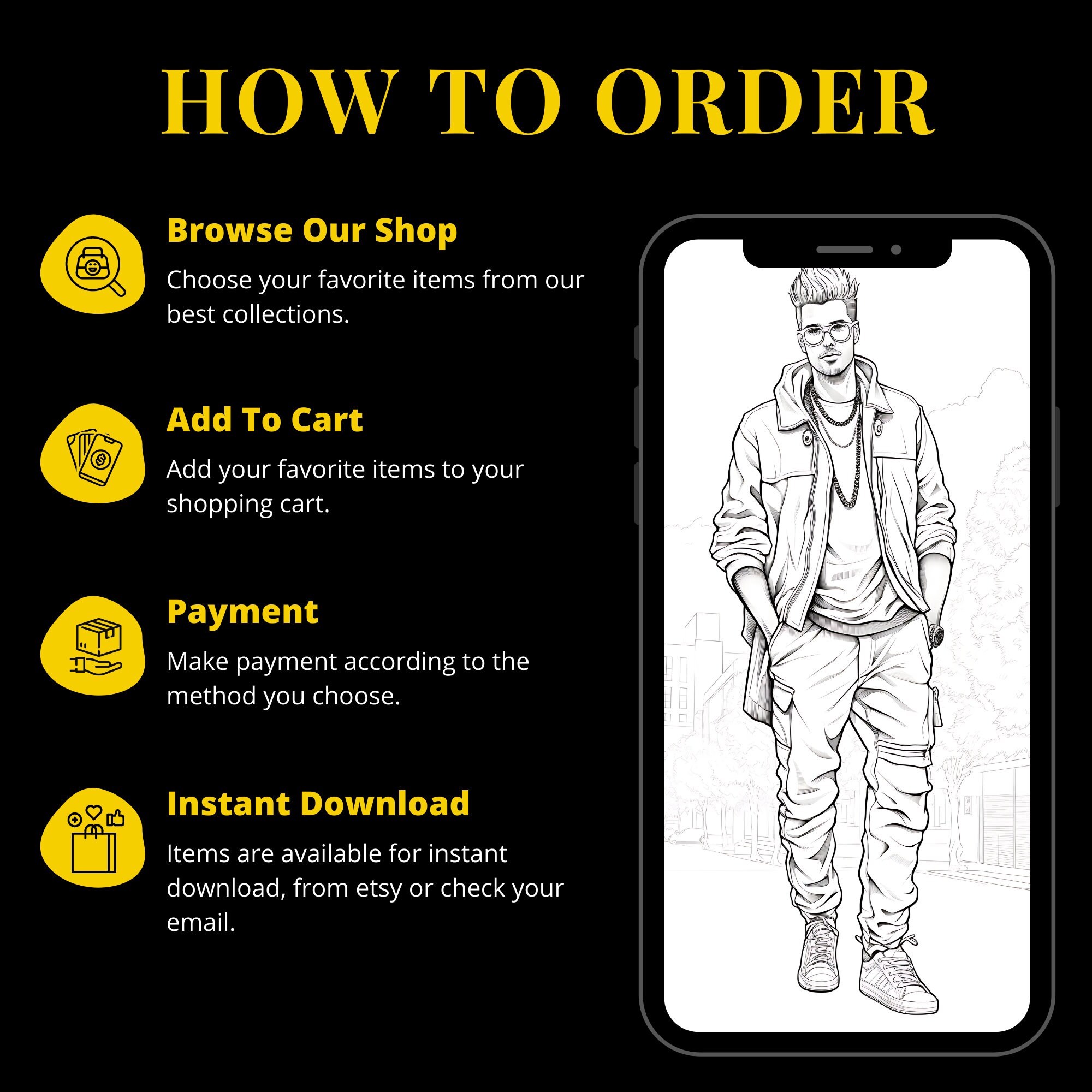 Coloring Page of Dapper Gents Adult Coloring Pages - Etsy