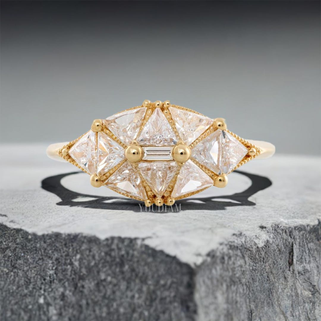 Diamond Origami Lab Diamond Ring, Reflective Dome Ring With Ten ...