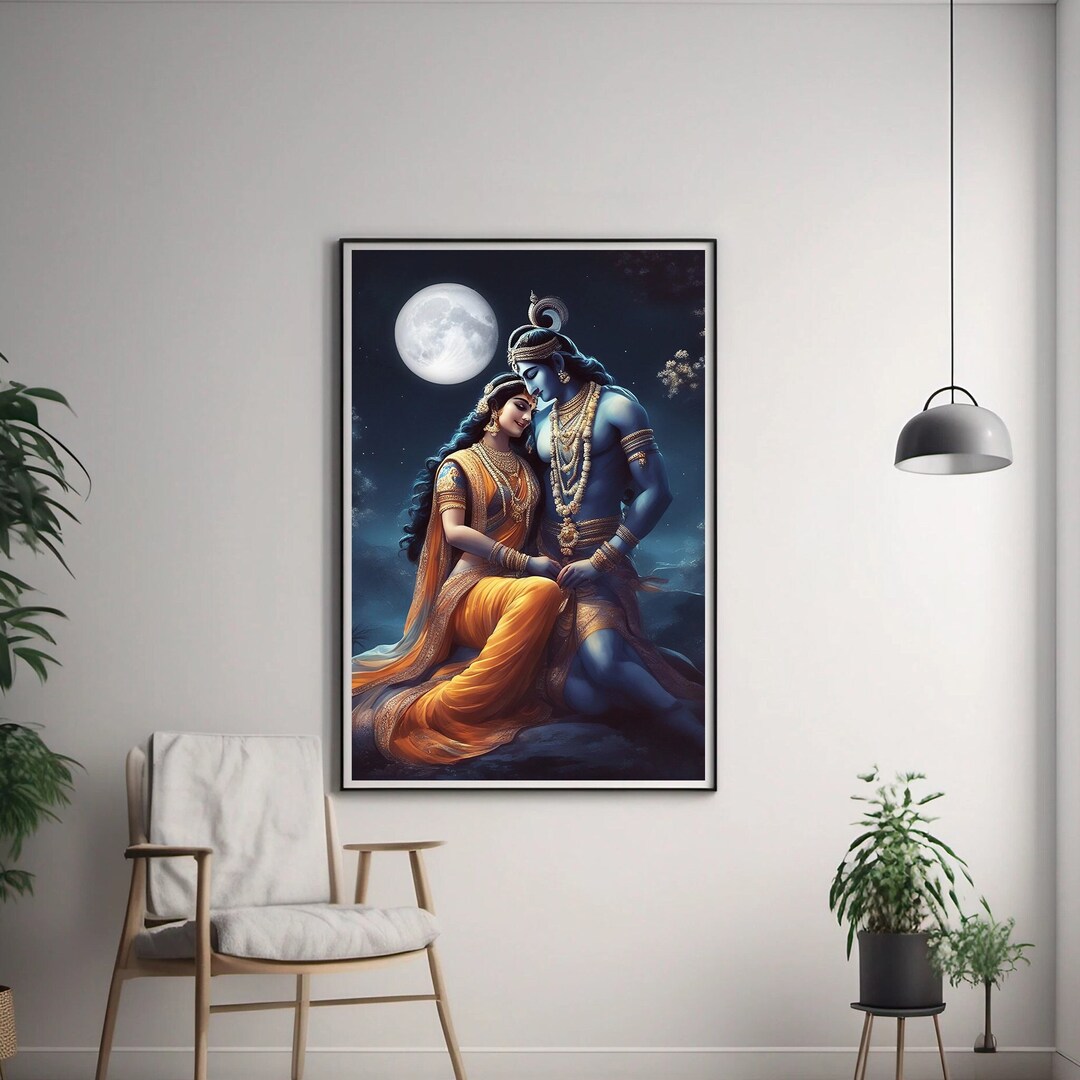 Buy Radha Krishna Painting, Printable Wall Art, Krishna Wall Poster ...