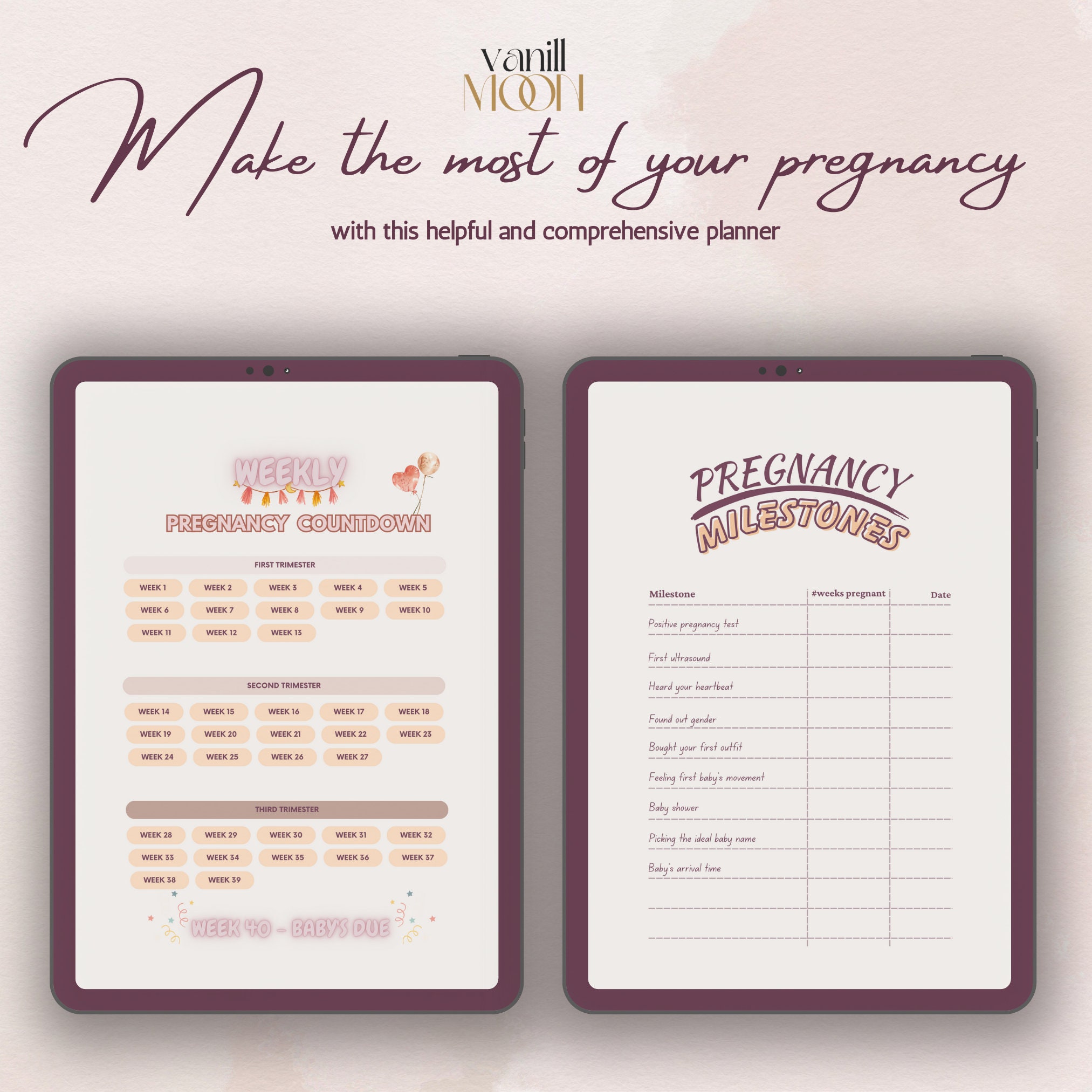 Printable Pregnancy Planner Digital Pregnancy Planner Printable ...