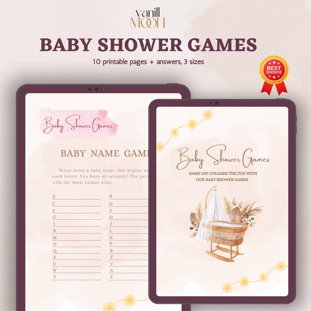 Baby Shower Games Boho Baby Shower Games Kit Printable - Etsy