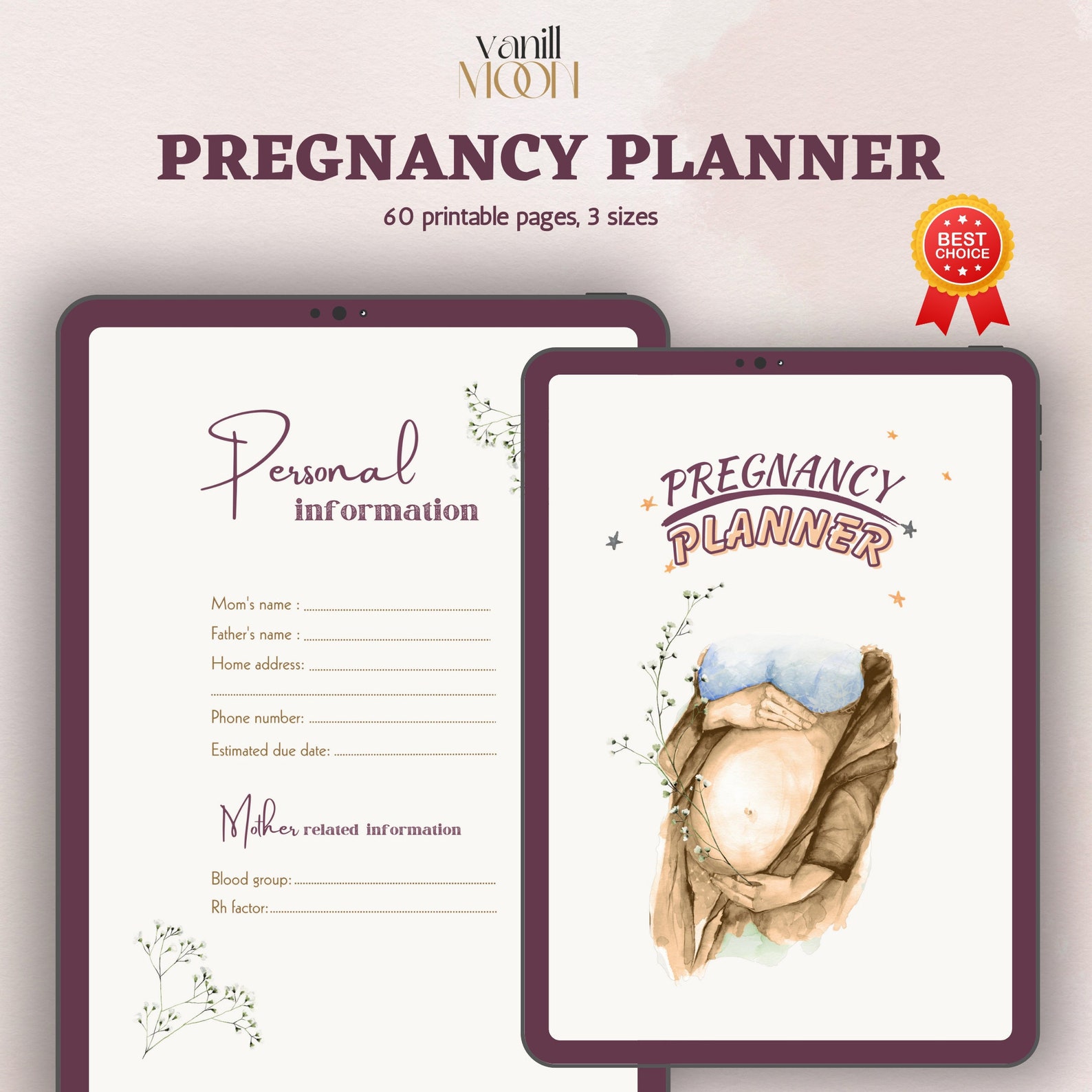 Printable Pregnancy Planner Digital Pregnancy Planner Printable ...