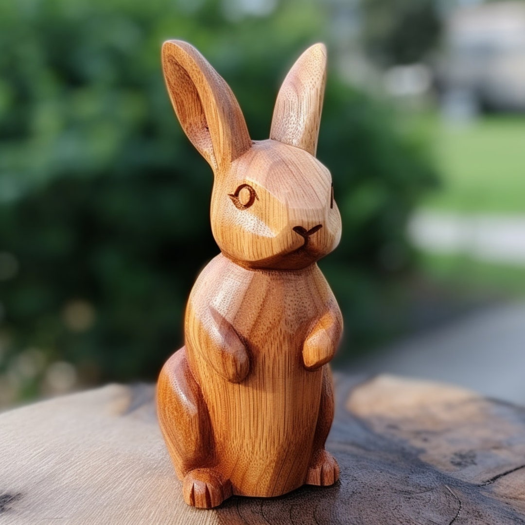Handmade Wooden Bunny Decorations for Desktop Creative Wood - Etsy