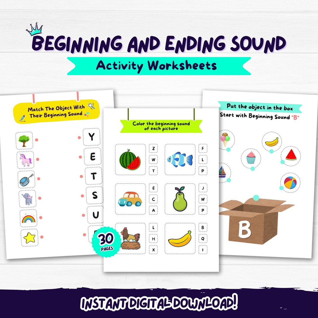 Beginning & Ending Sound Worksheets | Phonics Practice for Reading ...
