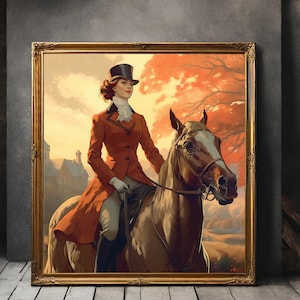 Fox Hunting Square Canvas Print - Traditional English Manor Decor ...