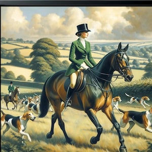 Vintage Style Lady Fox Hunter - "from the Chase to the View" Square ...