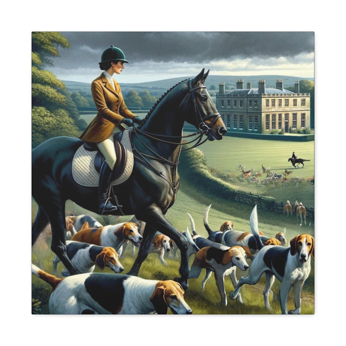 Lady Fox Hunting Wall Art - "the Green Vale" Equestrian Themed Canvas ...