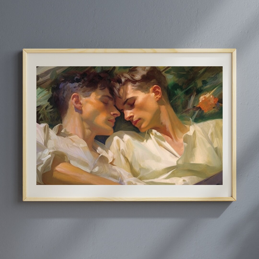 Romantic Gay Wall Art - "shadows in the Grass" Matte Square Poster ...
